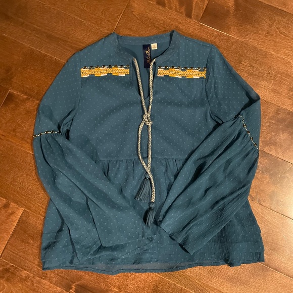 Blue Rain | Tops | Blue Rain Peasant Blouse | Poshmark